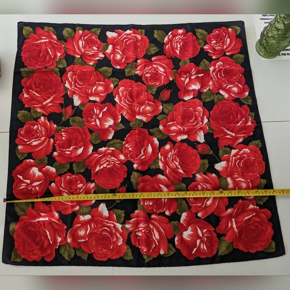Vintage | Accessories | Beautiful Large Italian 3 X 30 Red Rose Bandana ...